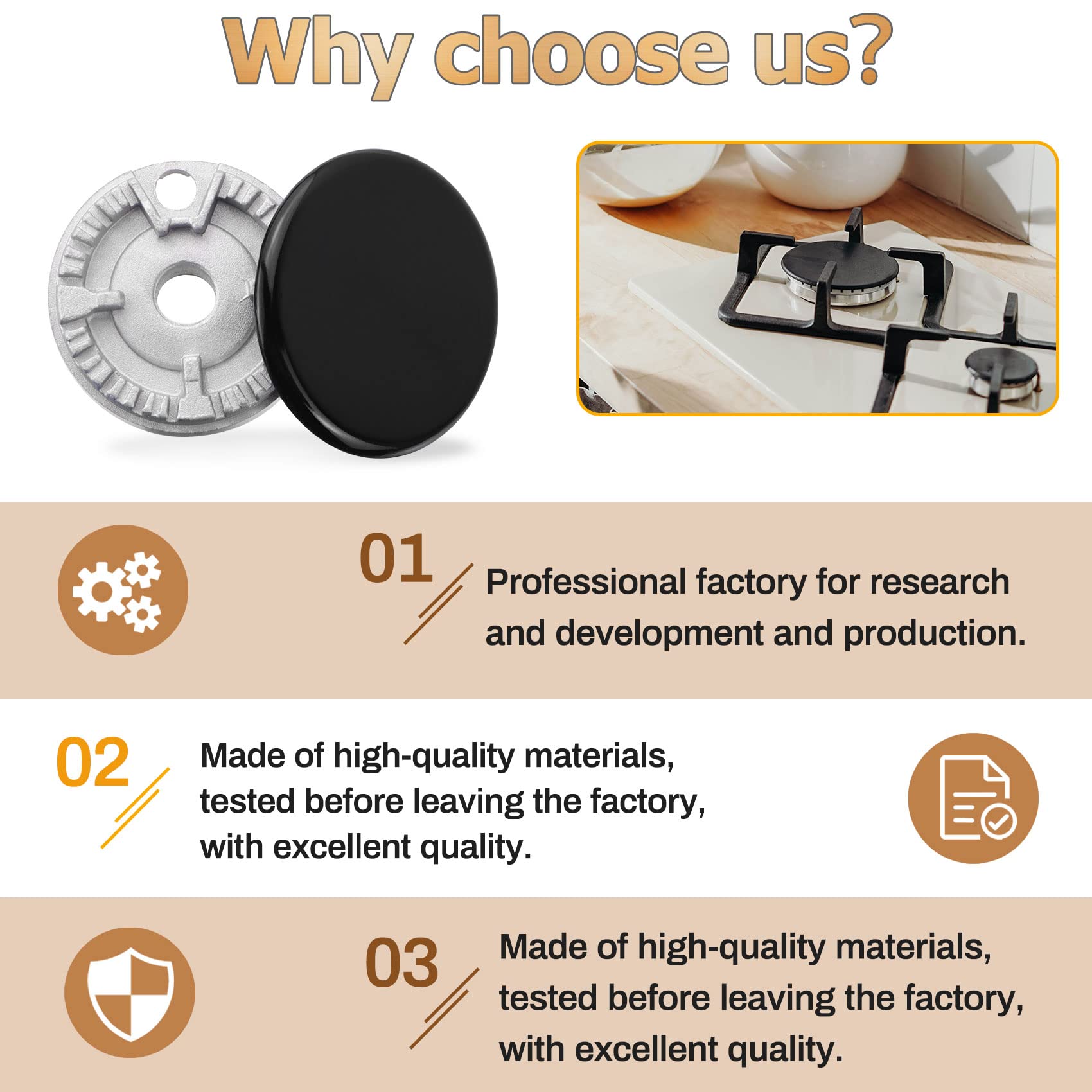 Mua Upgraded Cooker Hat Set, Surface Gas Stove Burner Caps and Burner ...