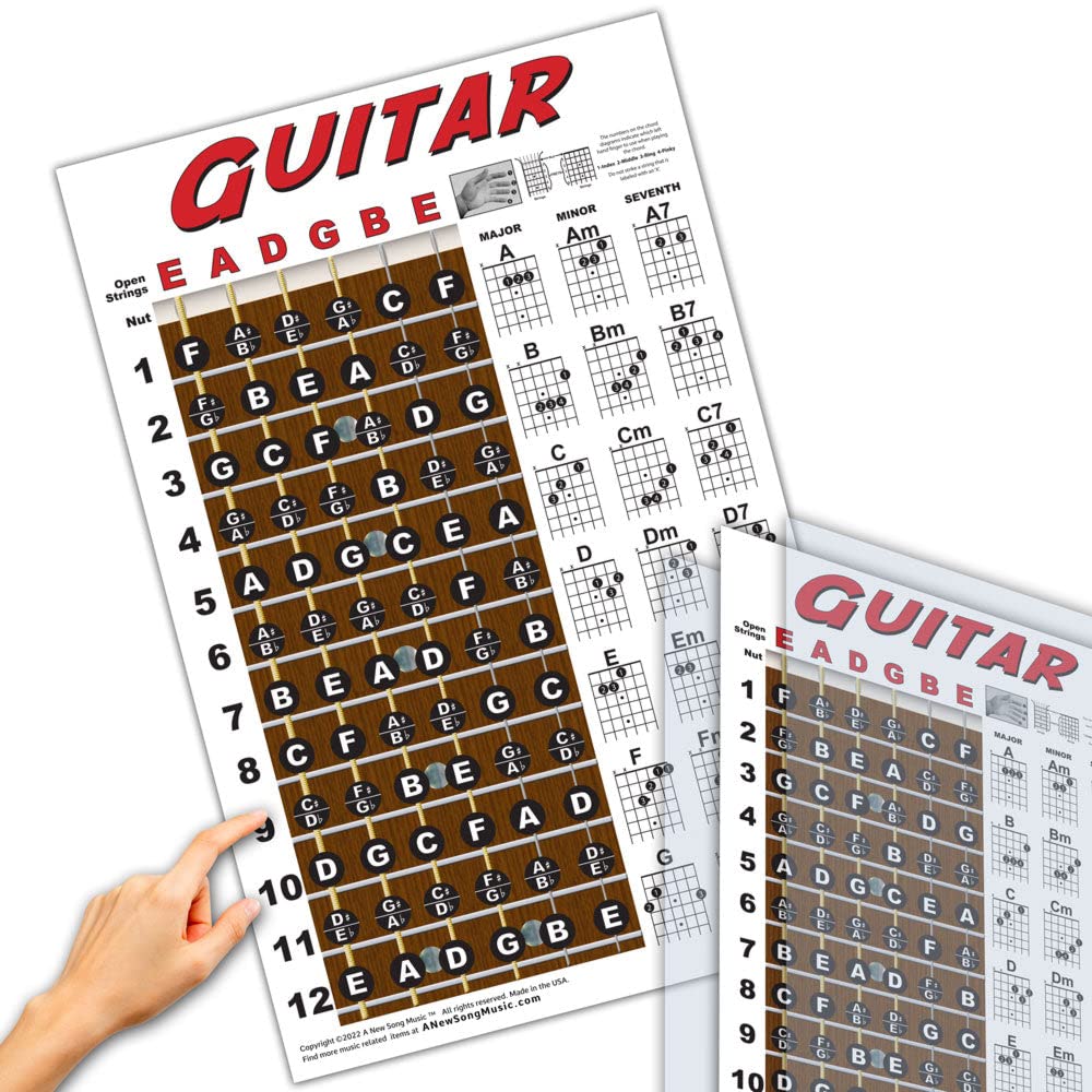 Mua A New Song Music Laminated Guitar Chord & Fretboard Note Chart ...