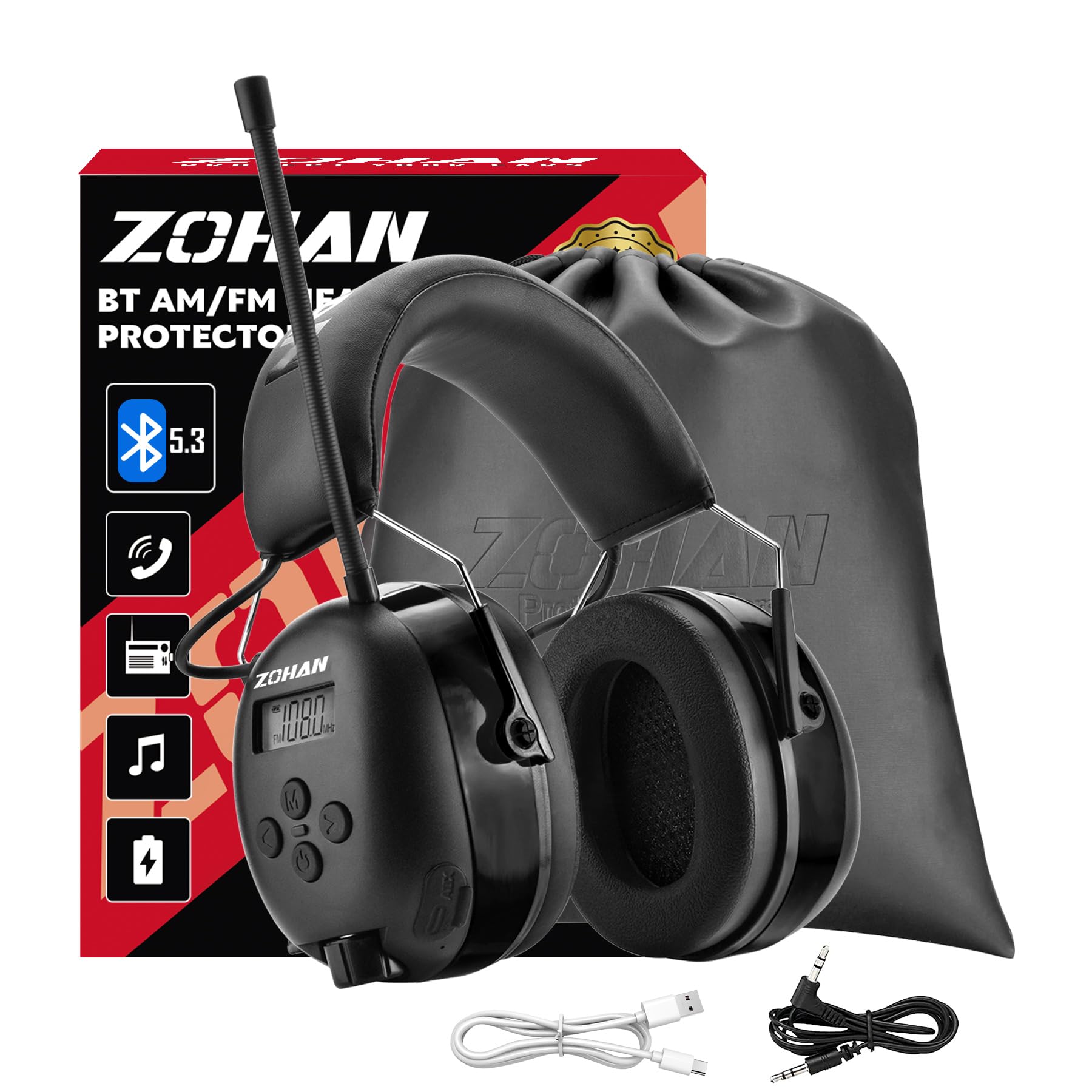 ZOHAN 033 Bluetooth AM/FM Radio Headphones with 2000mAh Rechargeable ...