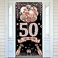 Amazon.com: 50th Birthday Door Banner Decorations for Women, Rose Gold Happy 50 Birthday Door ...