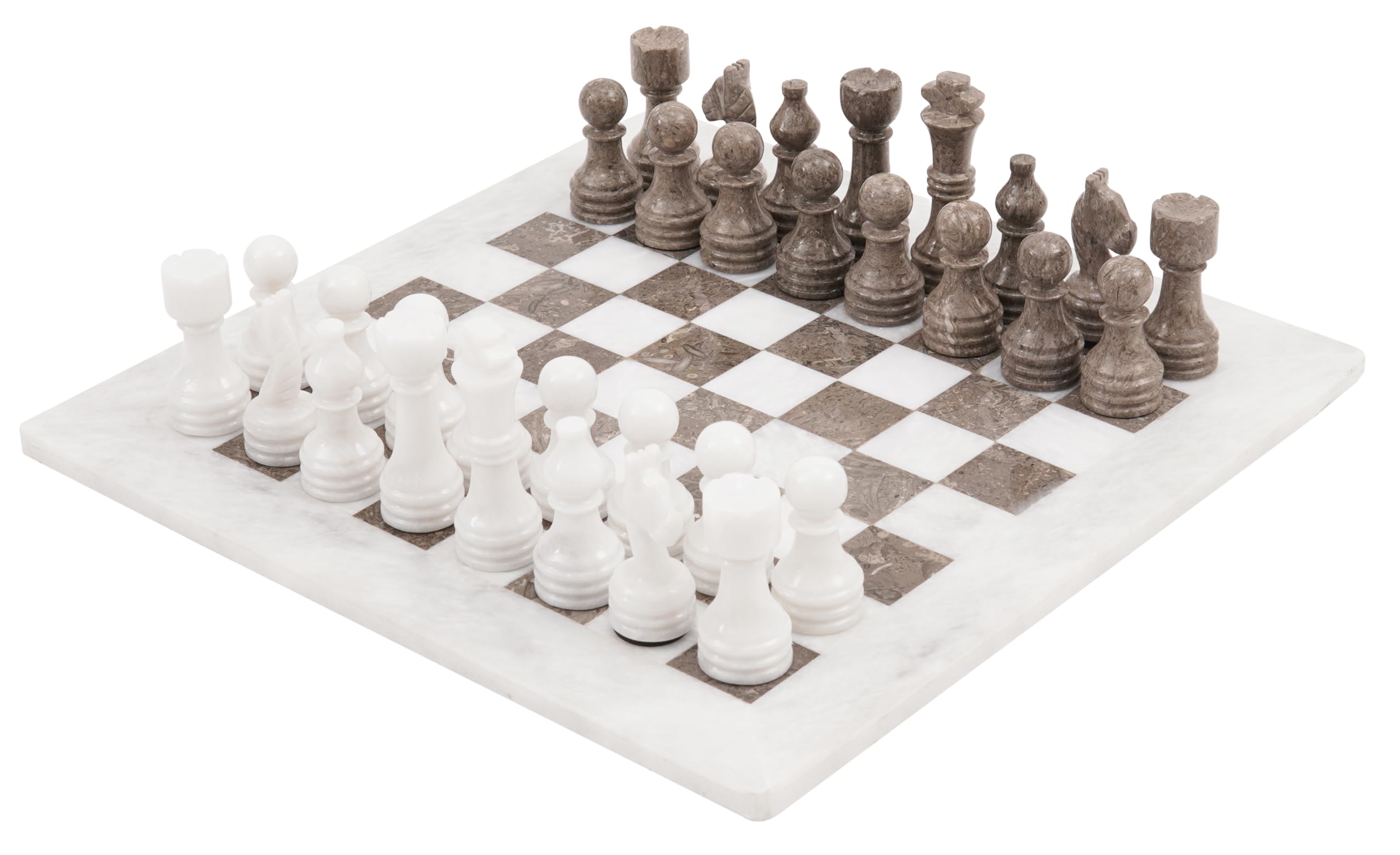 Radicaln Marble Chess Set 15 Inches White and Grey Oceanic Handmade ...