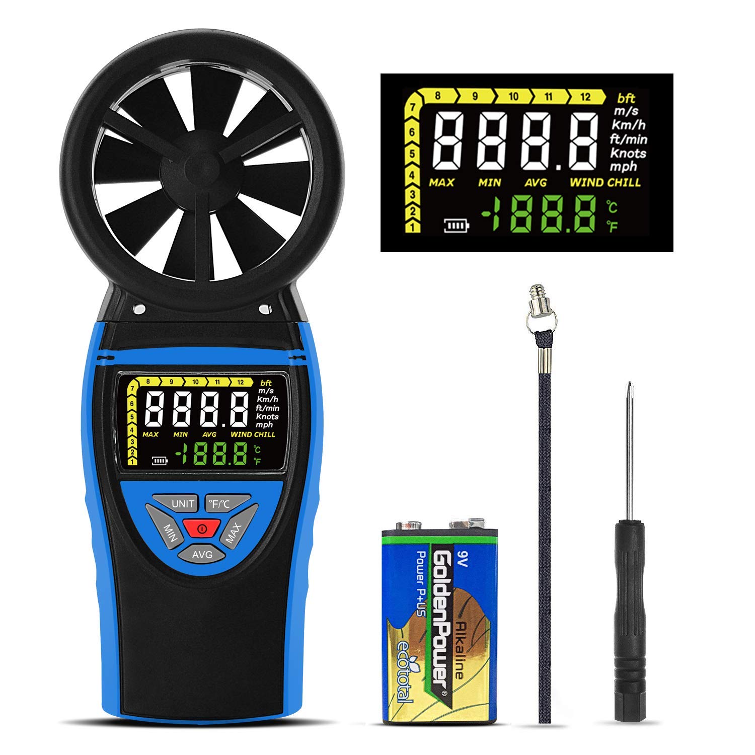 Buy Holdpeak HP-8805 Anemometer Handheld,Color Display Wind Meter ...