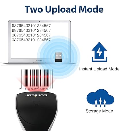 Mua Sumicor 2D Barcode Scanner, White Black Handheld Bar Code Scanner 3 ...