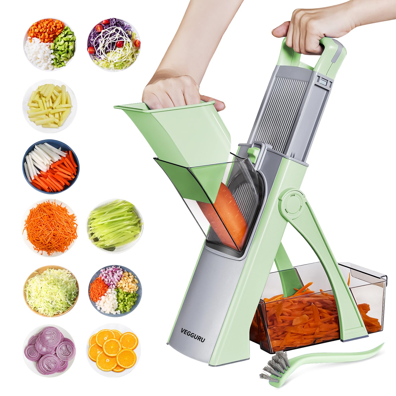VEGGURU Safe Vegetable Mandoline Slicer for Kitchen, Thickness ...
