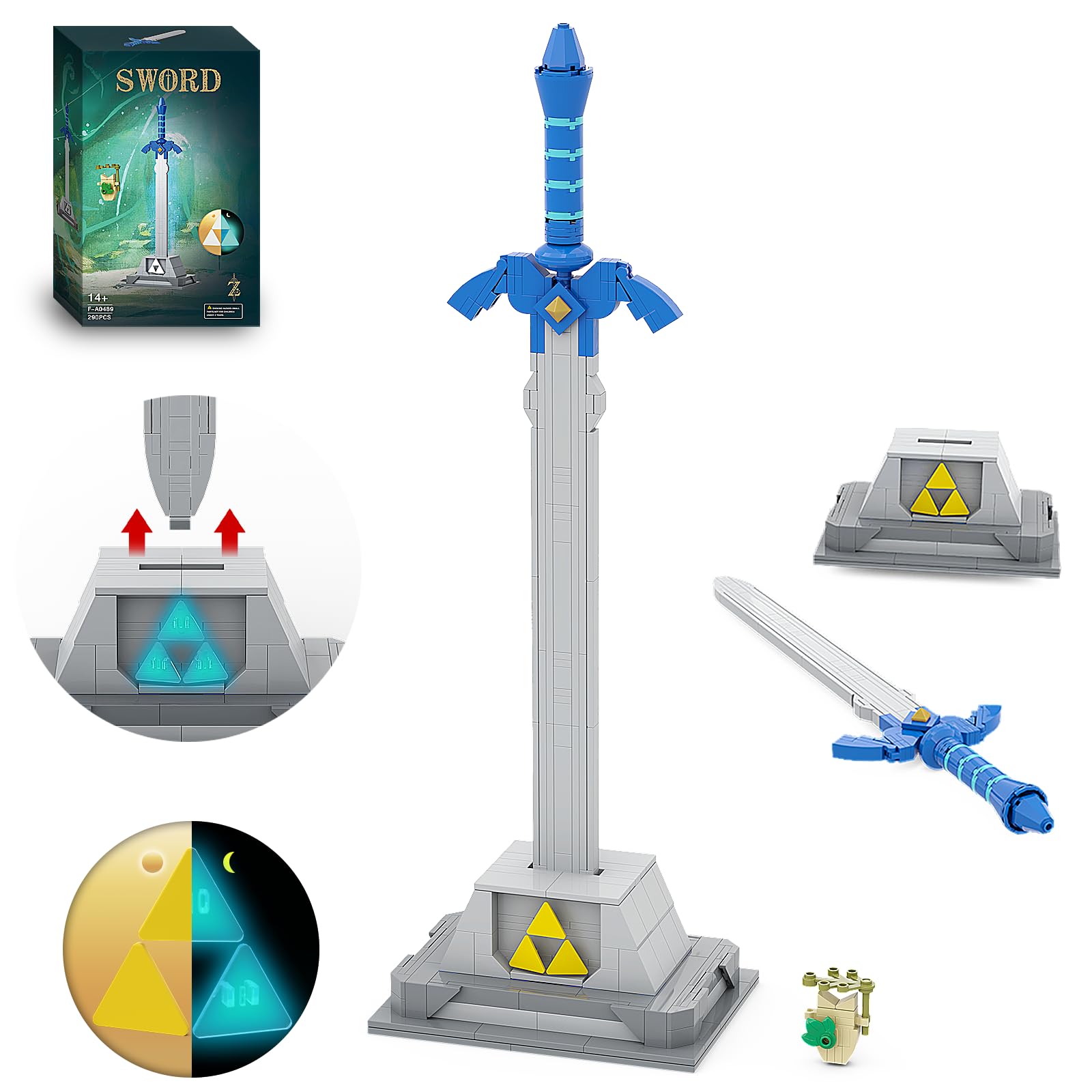 Master Sword Building Blocks Model Kit,with 3 Luminous Tri-Force and ...