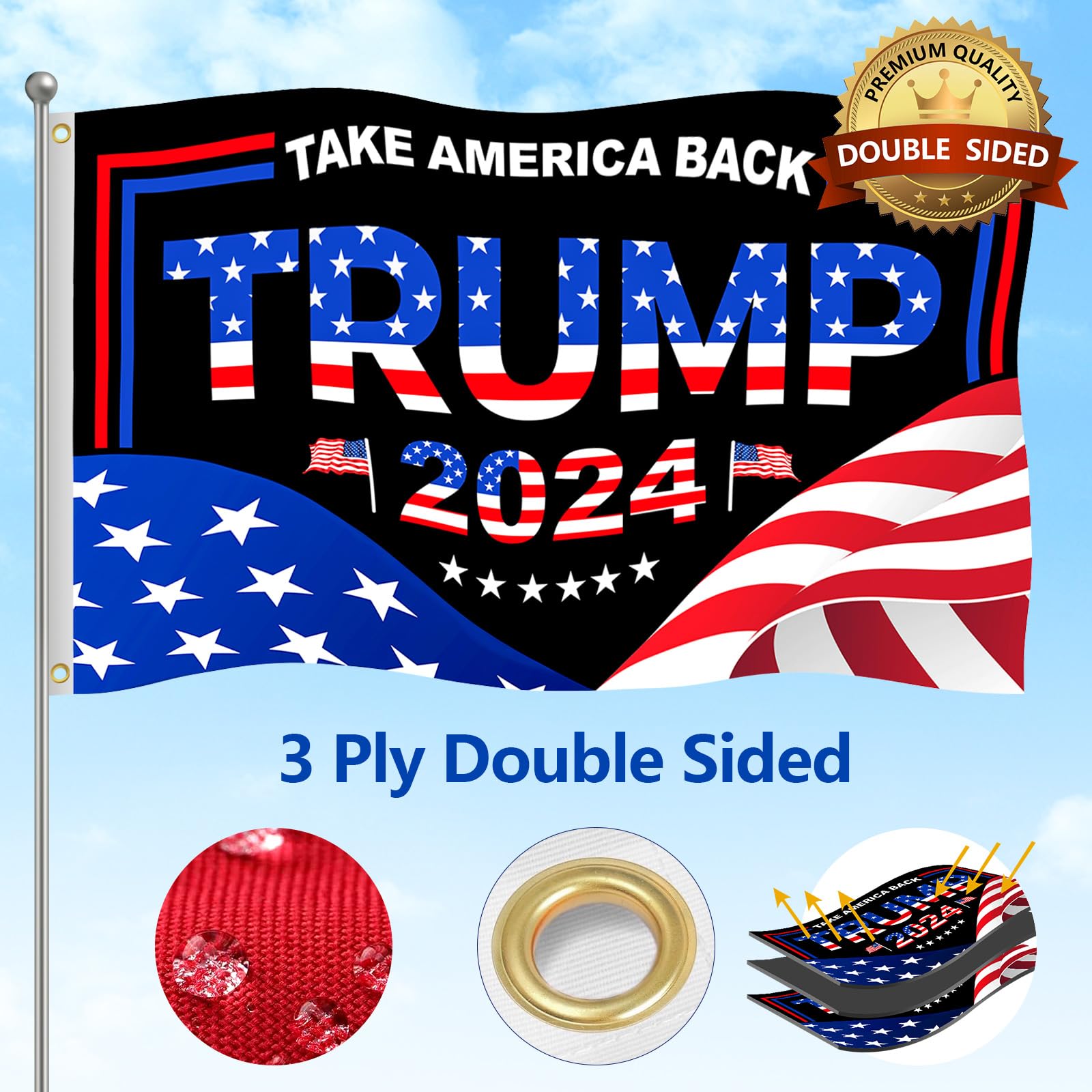 Trump 2024 Flag 3x5 FT President Trump Flag Take America Back Banner ...