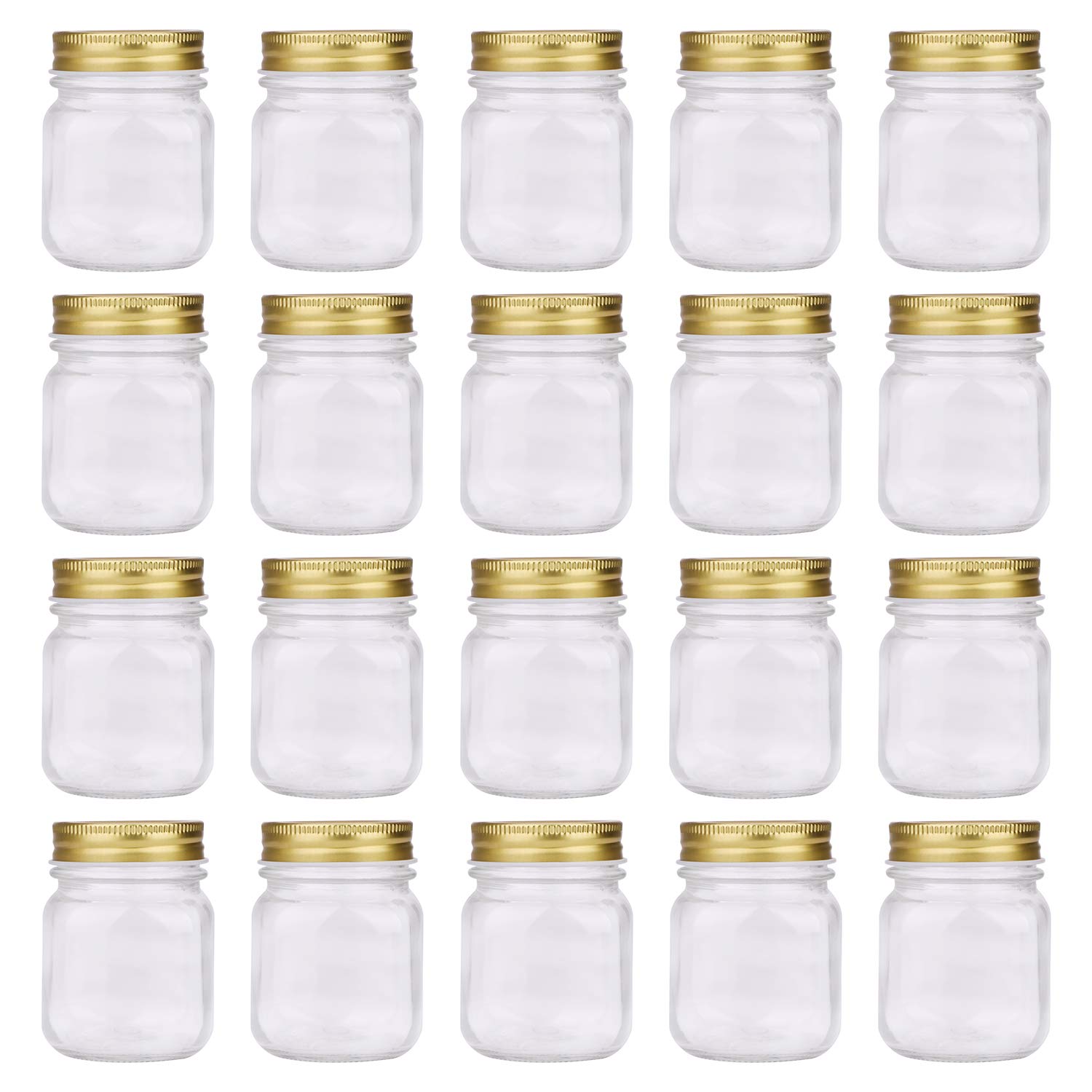 Regular Mouth Mason Jars,Encheng 5oz Clear Glass Jars with Lids(Gold ...