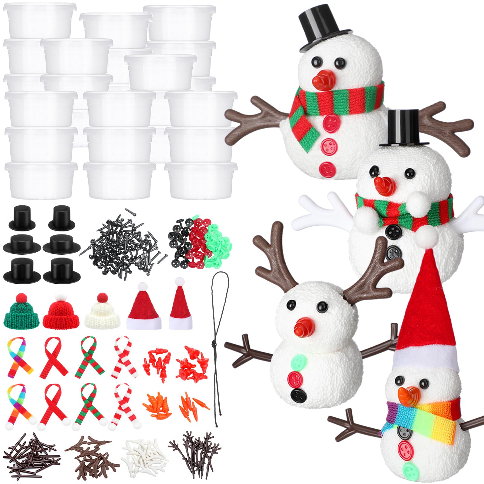 Shappy 24 Pack Christmas Snowman DIY Craft 326 Pcs Build Snowman Craft ...