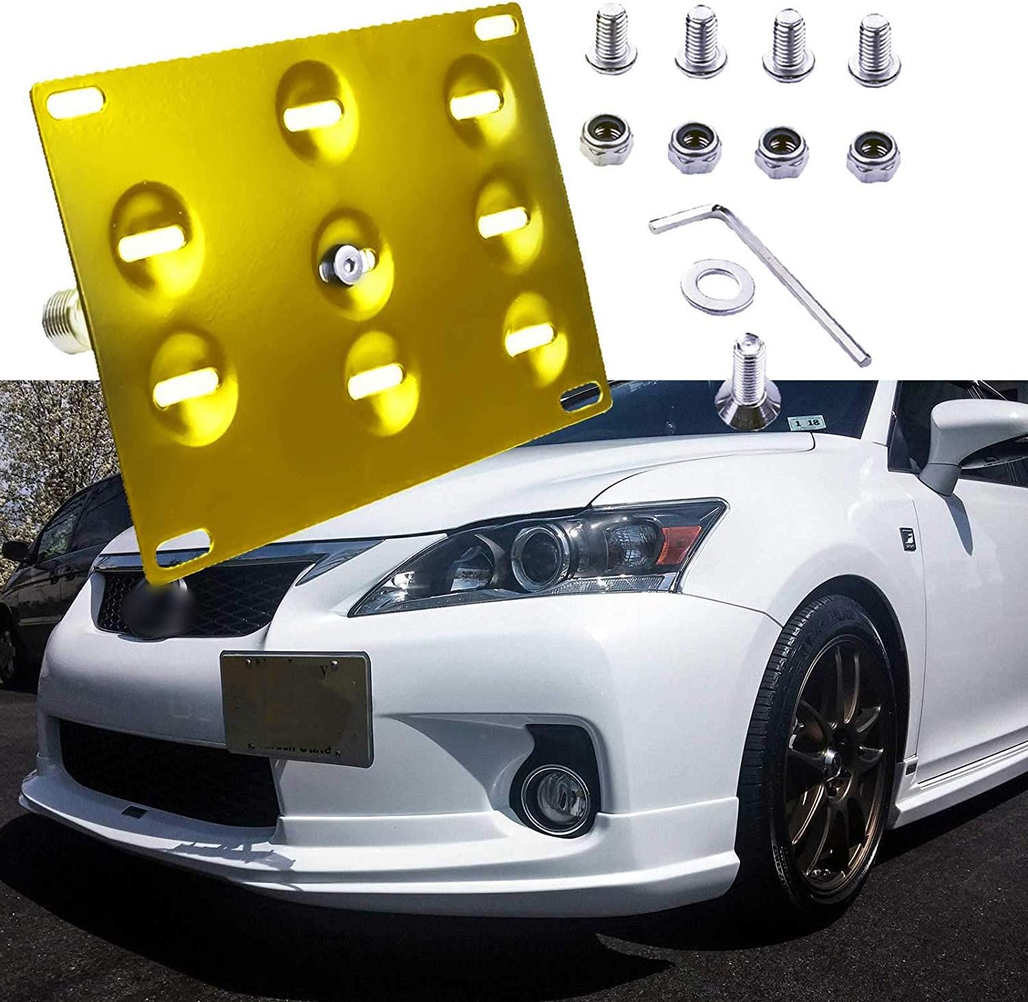 Automotive Gold Xotic Tech JDM Bumper Tow Hook License Plate Mount ...