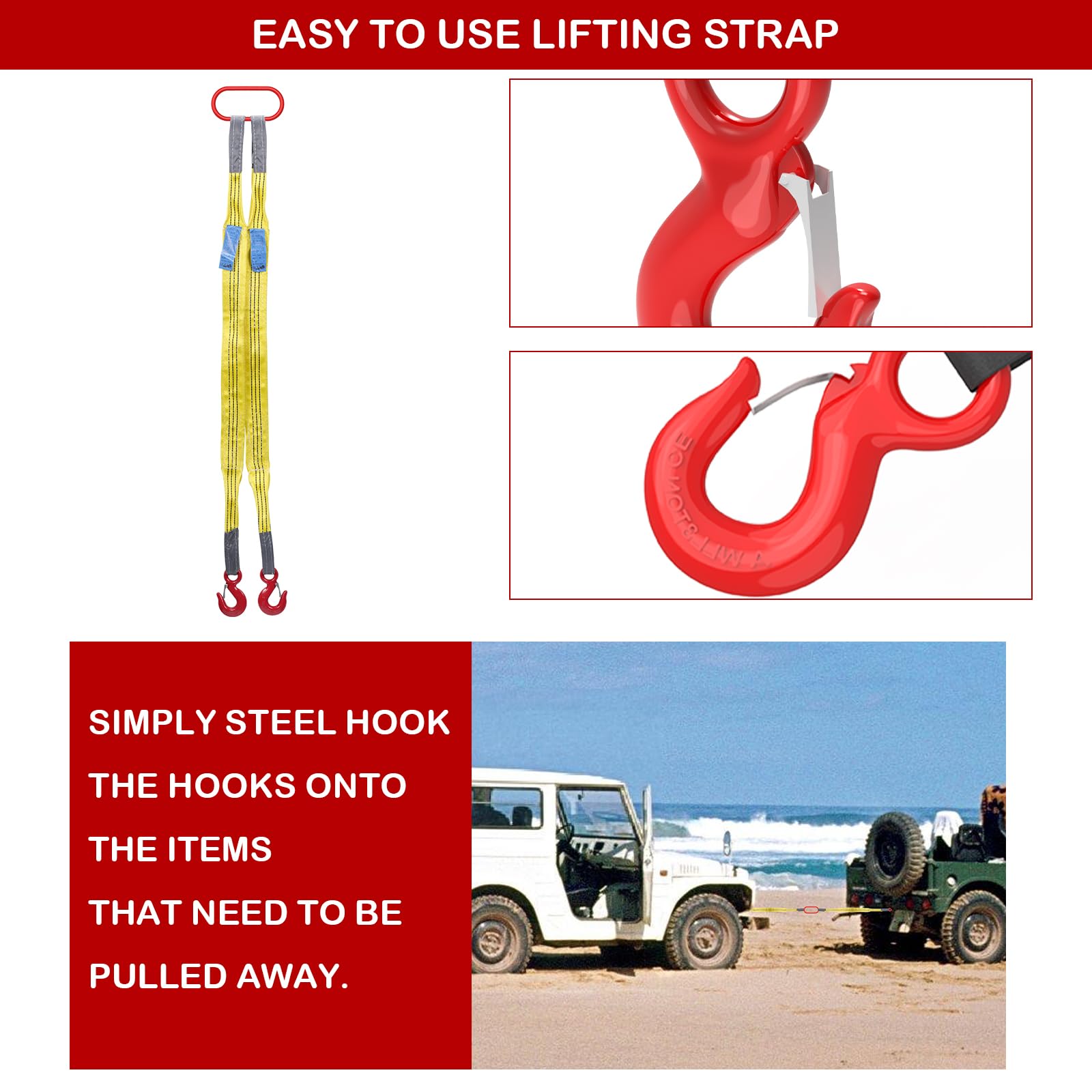 Mua Lifting Slings Straps with Hooks, 3.3 Feet Two Leg Bridle Web Sling ...