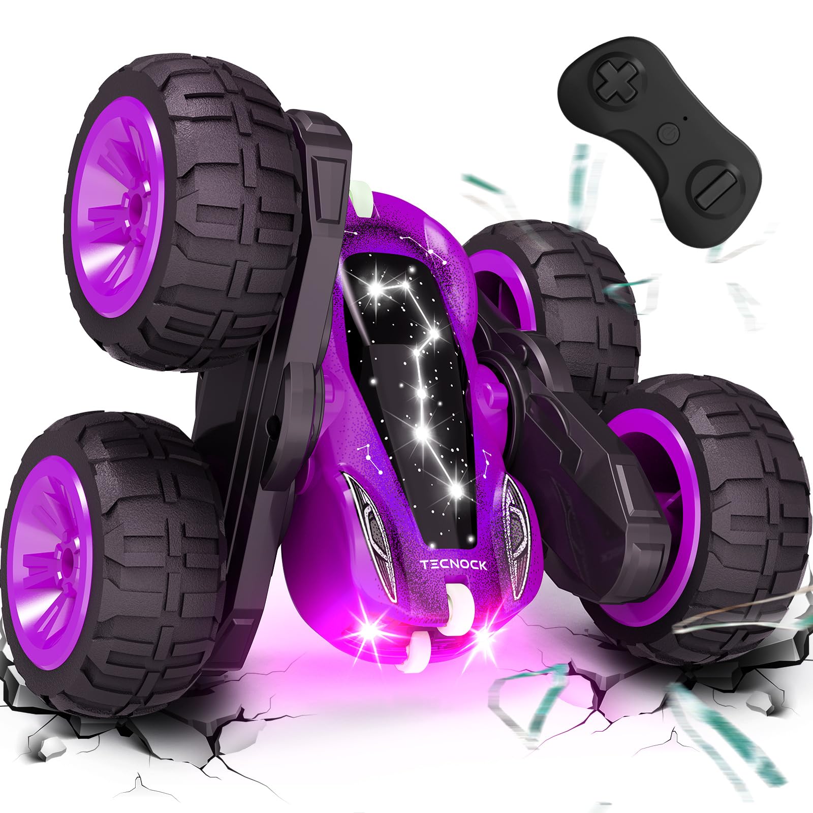 Tecnock Remote Control Car for Kids, 2.4GHz RC Car with Type-C Easy Charging, 4WD Double Sided ...