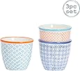 Nicola Spring Hand-Printed Plant Pot with Saucer - Porcelain Flower Pot ...
