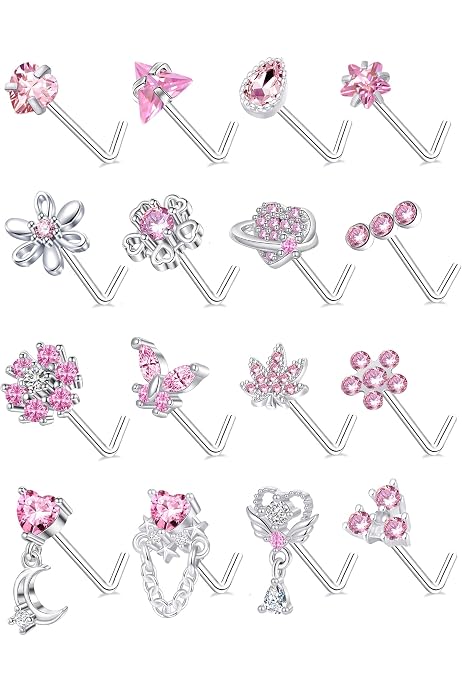 Body Candy Womens 20g 6mm 316l Stainless Steel L Shaped Nose Ring Pink