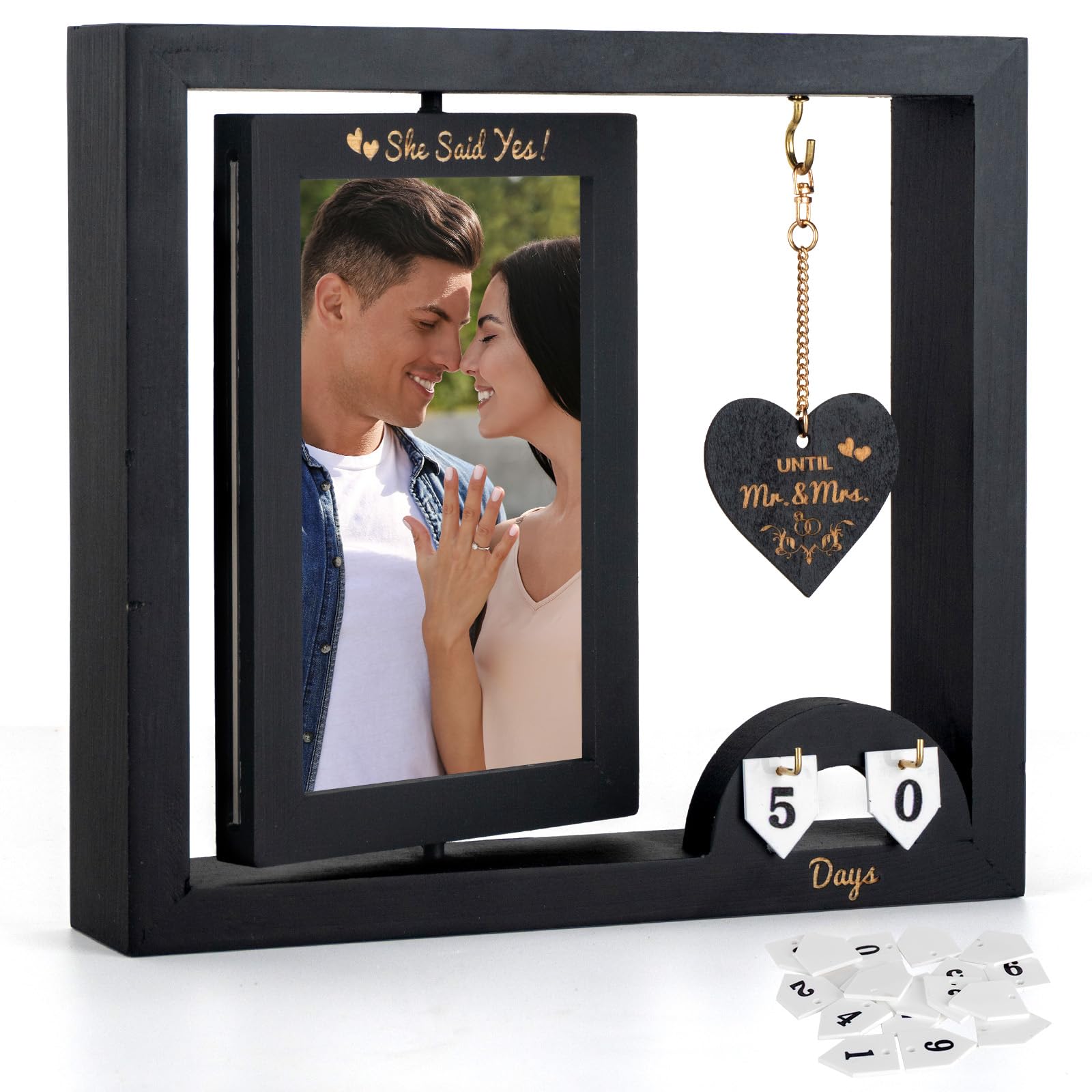 VoziSpace Wedding Countdown Picture Frame Engagement Gifts for Couple ...