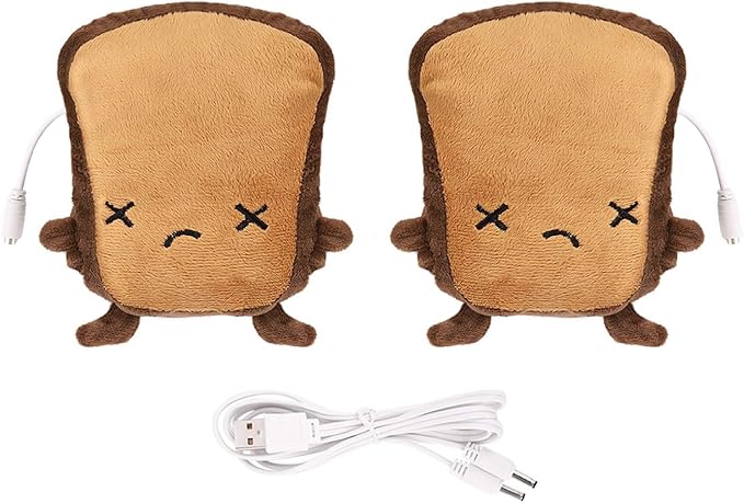 Cute Toast Hand Warmers Winter Fingerless USB Heated Gloves for Typing ...
