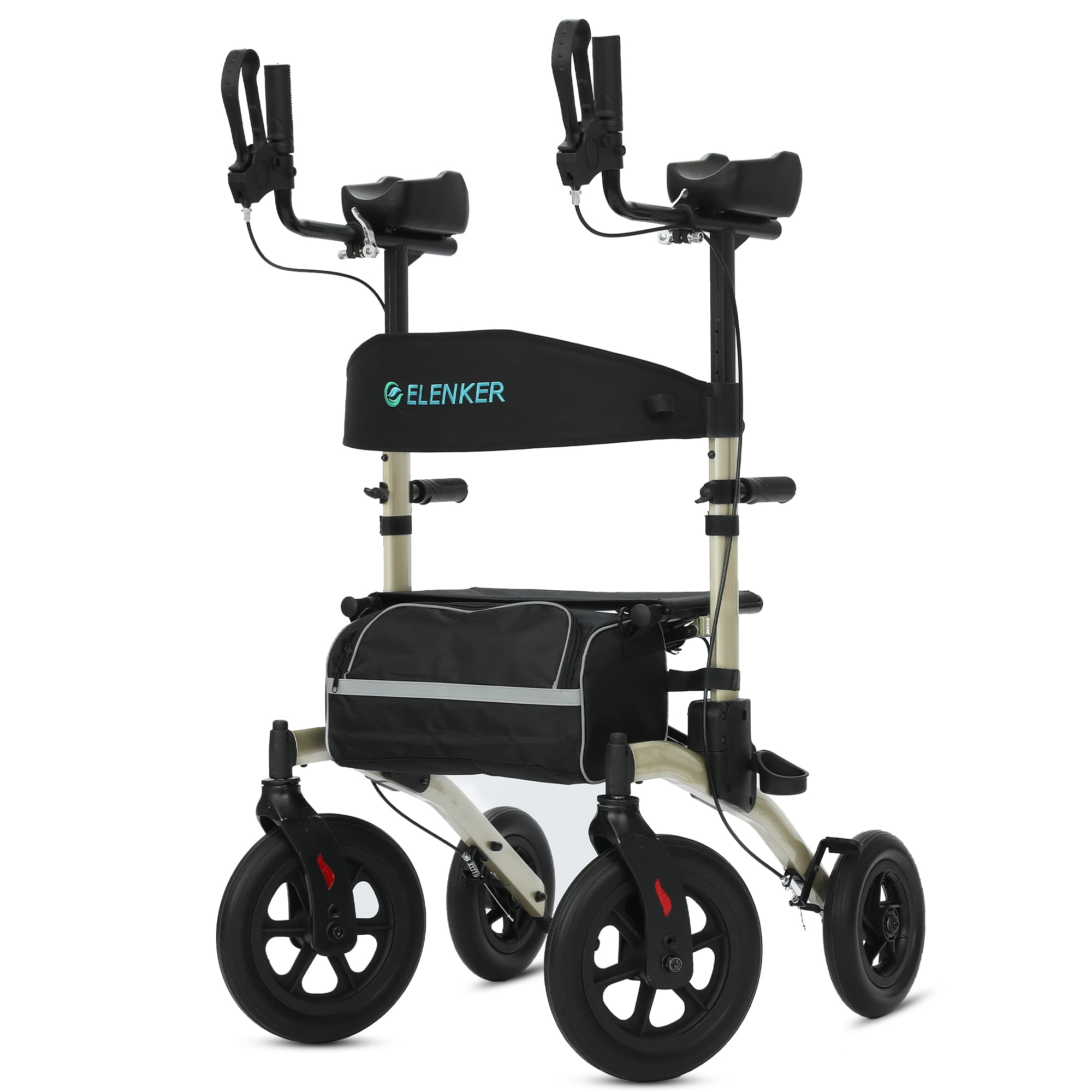 ELENKER All-Terrain Upright Rollator Walker, Stand up Rolling Walker ...