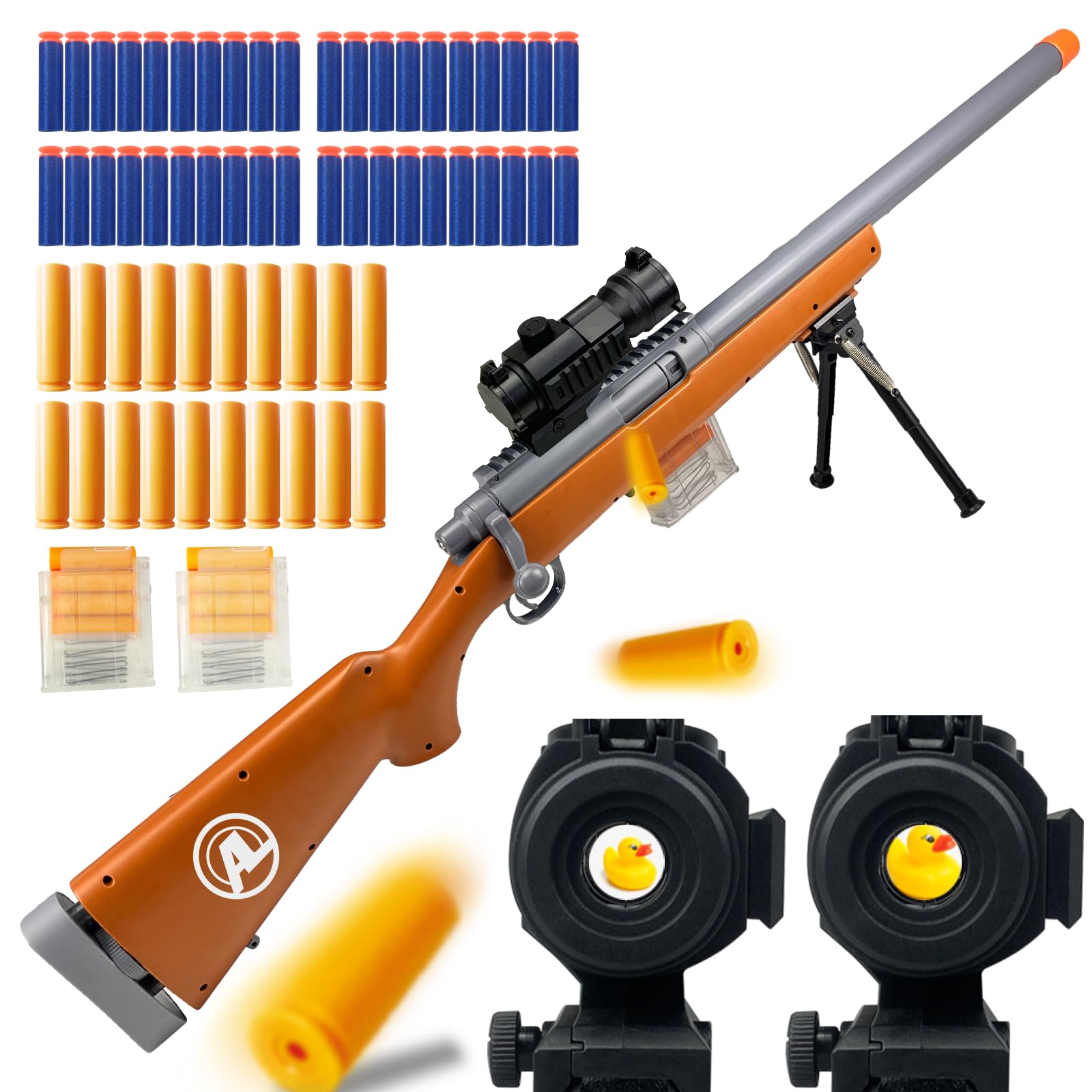 AGM MASTECH M24 Soft Bullet Toy Gun, Empty Shell Ejecting Design, Enhanced Scope, 40 Soft Foam ...