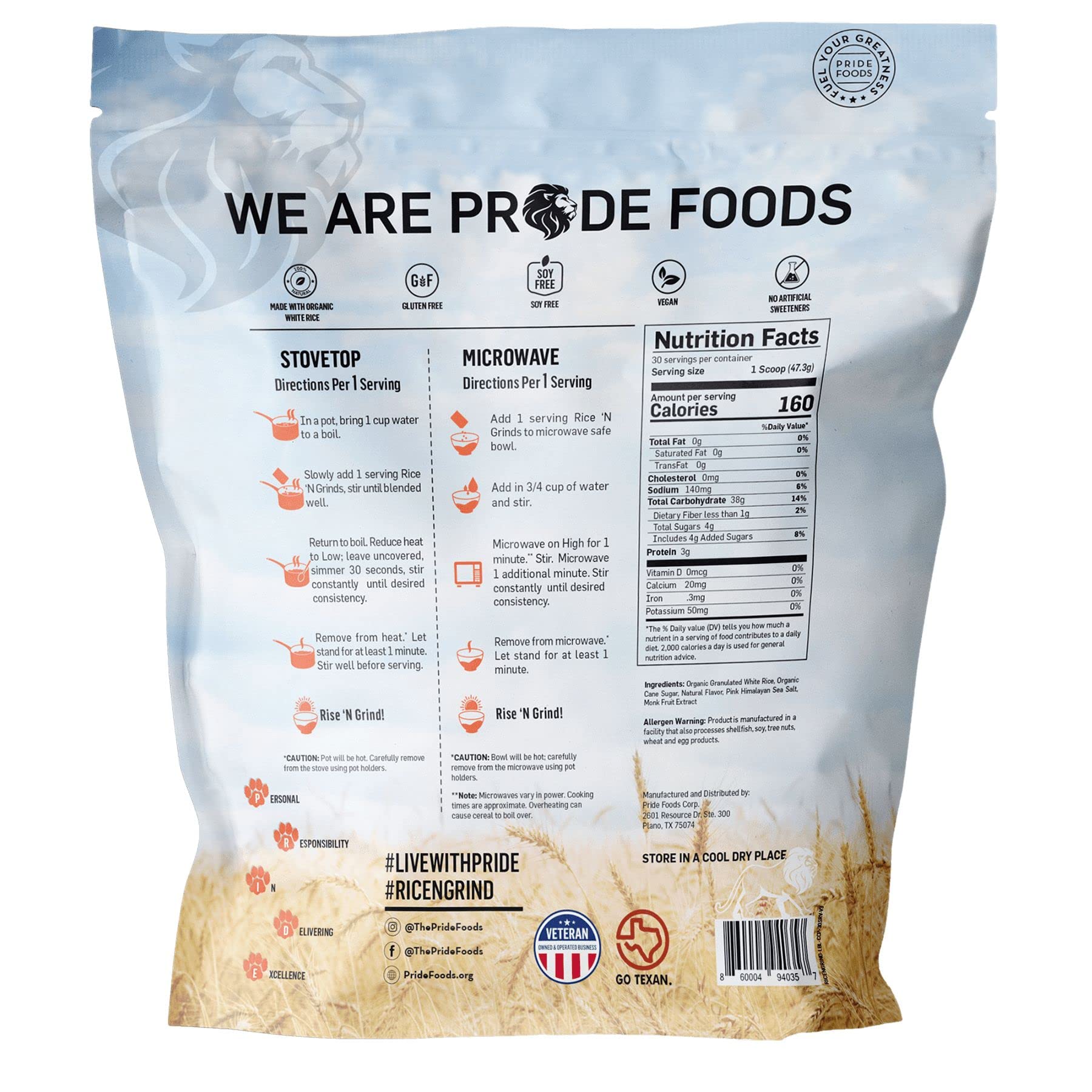 Mua Pride Foods Rice 'N Grinds, 100% Natural Hot Rice Cereal, Coconut ...