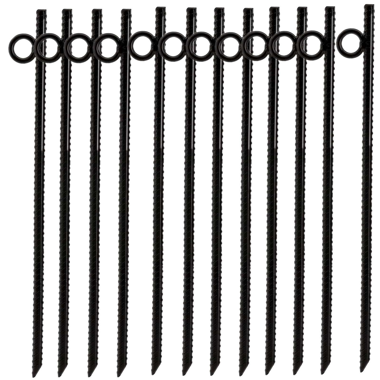 NROZIET 12 Pack 16 Inch Ground Stakes Heavy Duty, Black Steel Ground ...