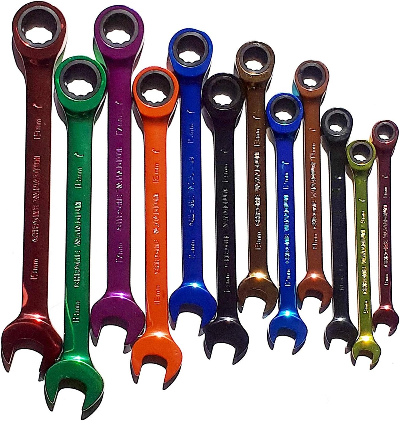 Autojack Pro Combination Metric 12 Piece Ratchet Garage Spanner Set ...