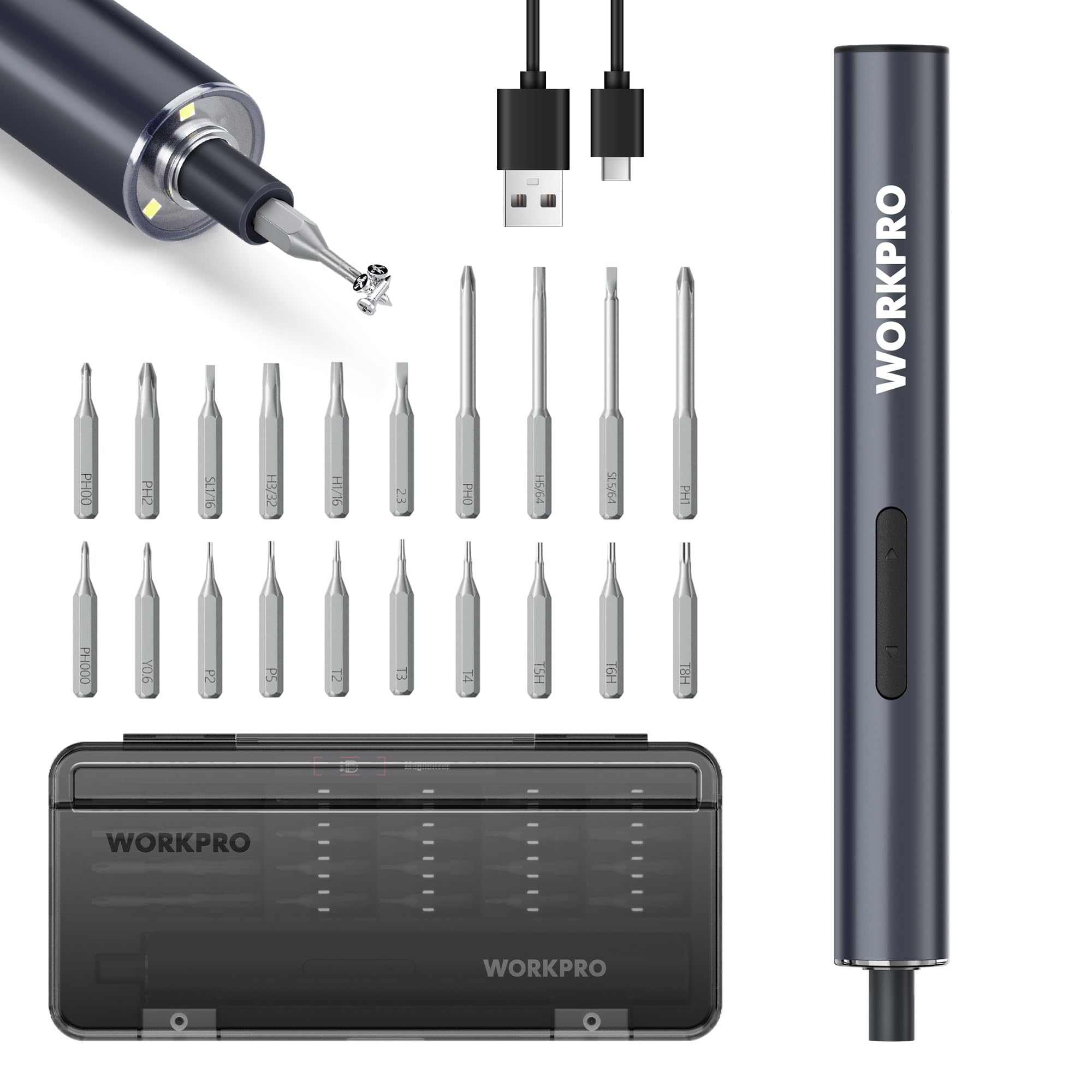 WORKPRO Mini Electric Screwdriver, 20 in 1 Electric Precision ...