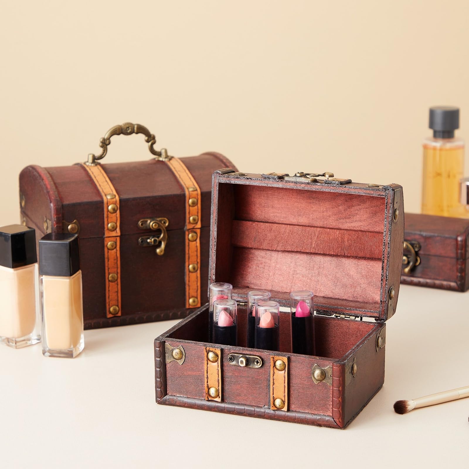 Mua Juvale Set of 3 Wooden Pirate Treasure Chest Boxes, Decorative ...