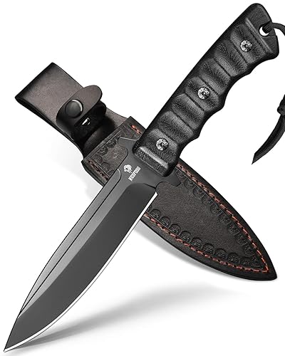 NedFoss BLACK PHOENIX Hunting Knife with Holster, 5.5" Survival Knife ...