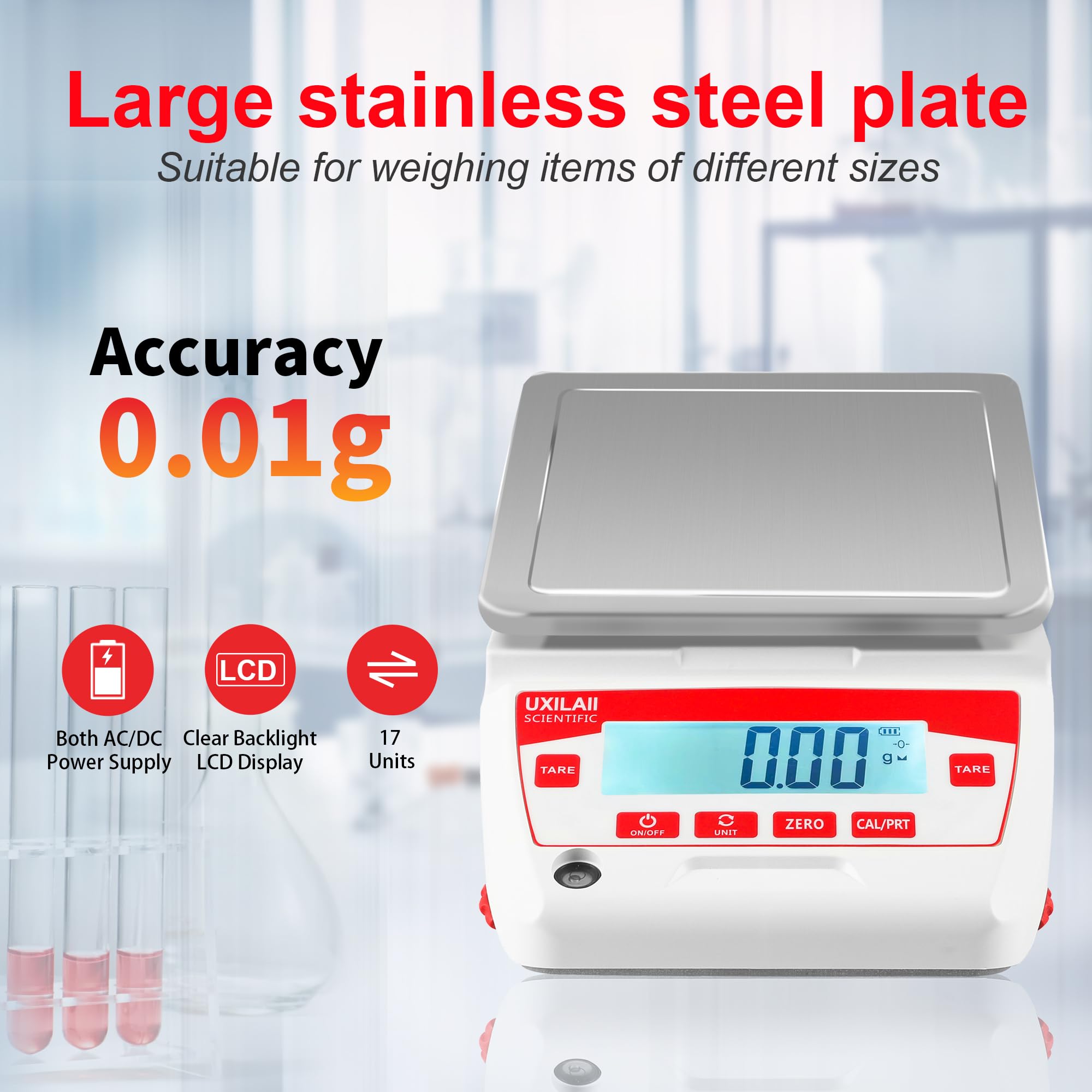 UXILAII SCIENTIFIC Lab Scale 5000g X 0.01g High Precision Electronic ...