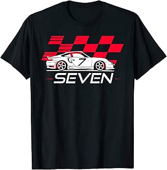 Amazon.com: Race Car 7th Birthday T-Shirt Seven Year Old Boy Party ...