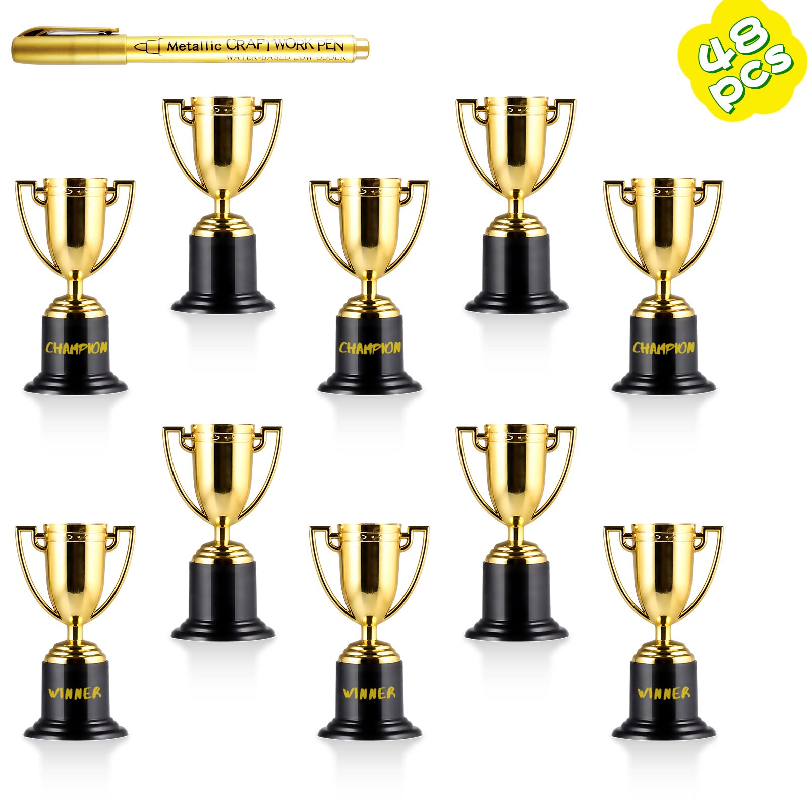 ASONA 24 Pack Mini Trophies for Kids and Adults, 4 Inch Gold Plastic ...