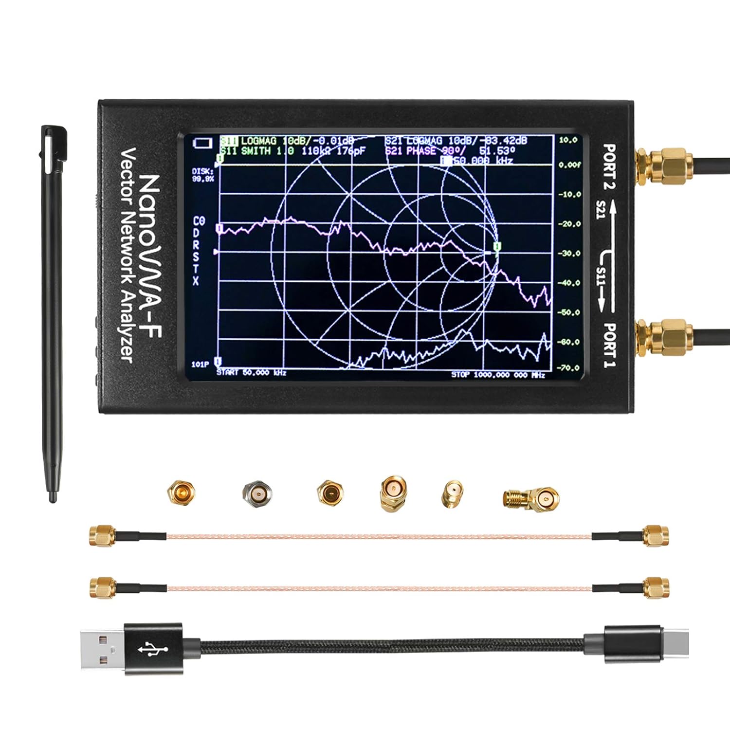 Smith Chart NanoVNA-F Vector Network Analyzer HF VHF UHF UV VNA Antenna ...
