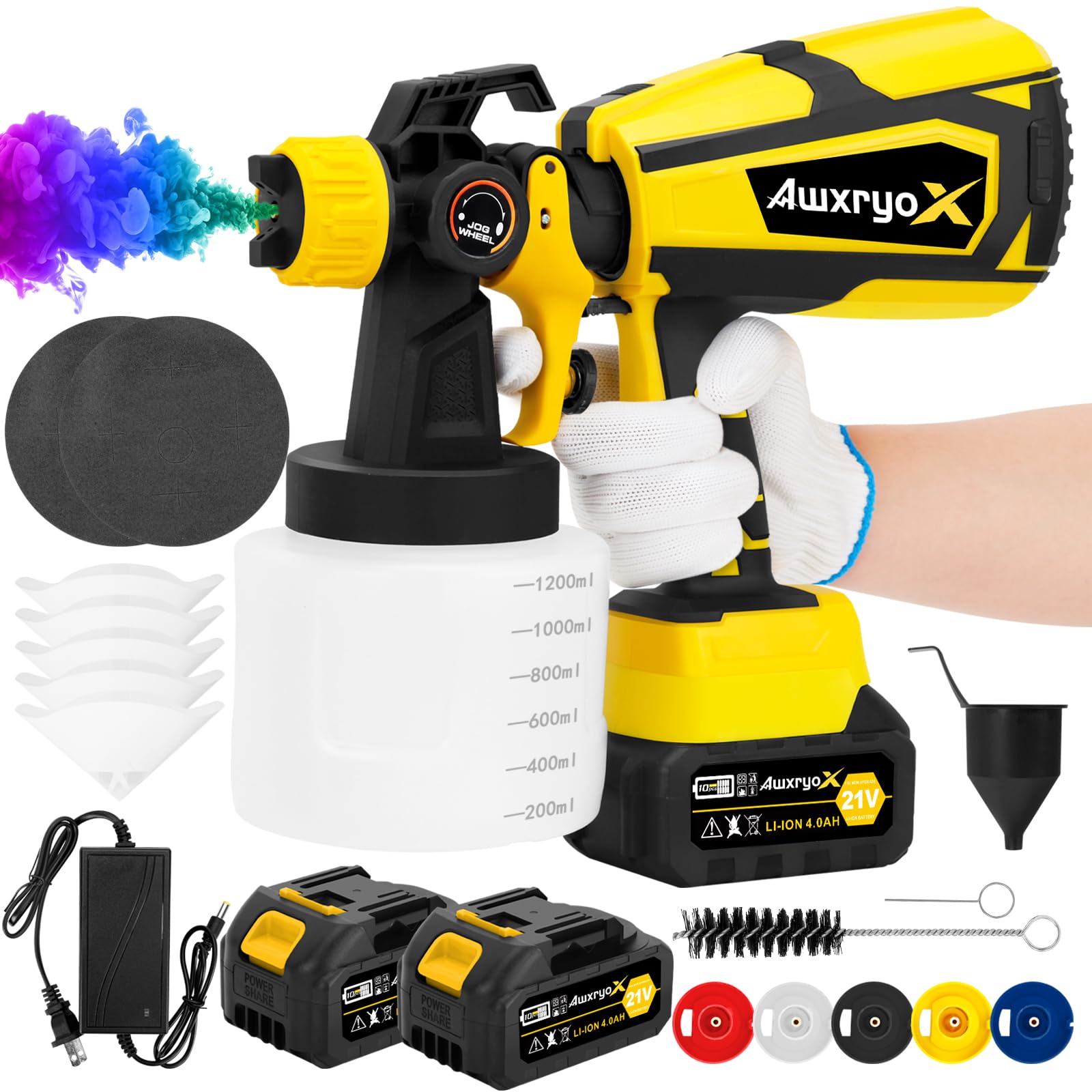 AwxryoX Upgrades Battery Paint Sprayer Cordless, Brushless Paint Gun ...