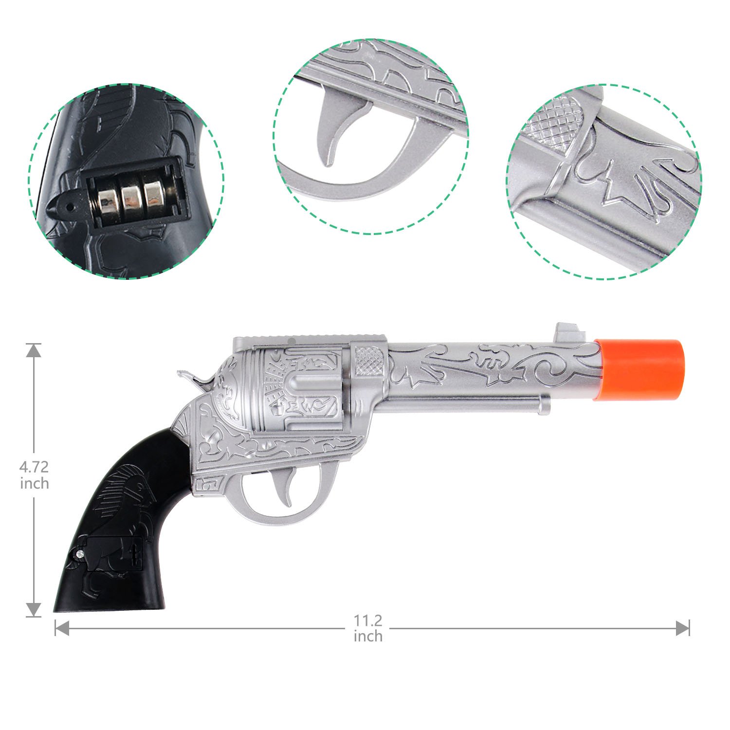 2 Pack: Kids Western Dual Cowboy Pistols and Holster Set, 11" Wild West ...