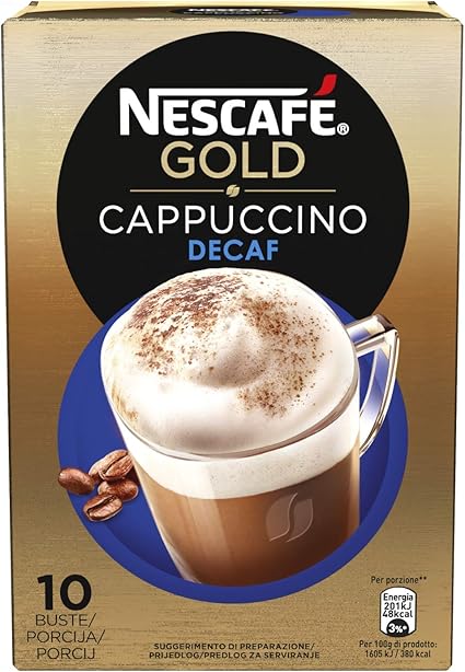 Nescafé Gold Preparato Solubile per Cappuccino Decaffeinato, Astuccio ...