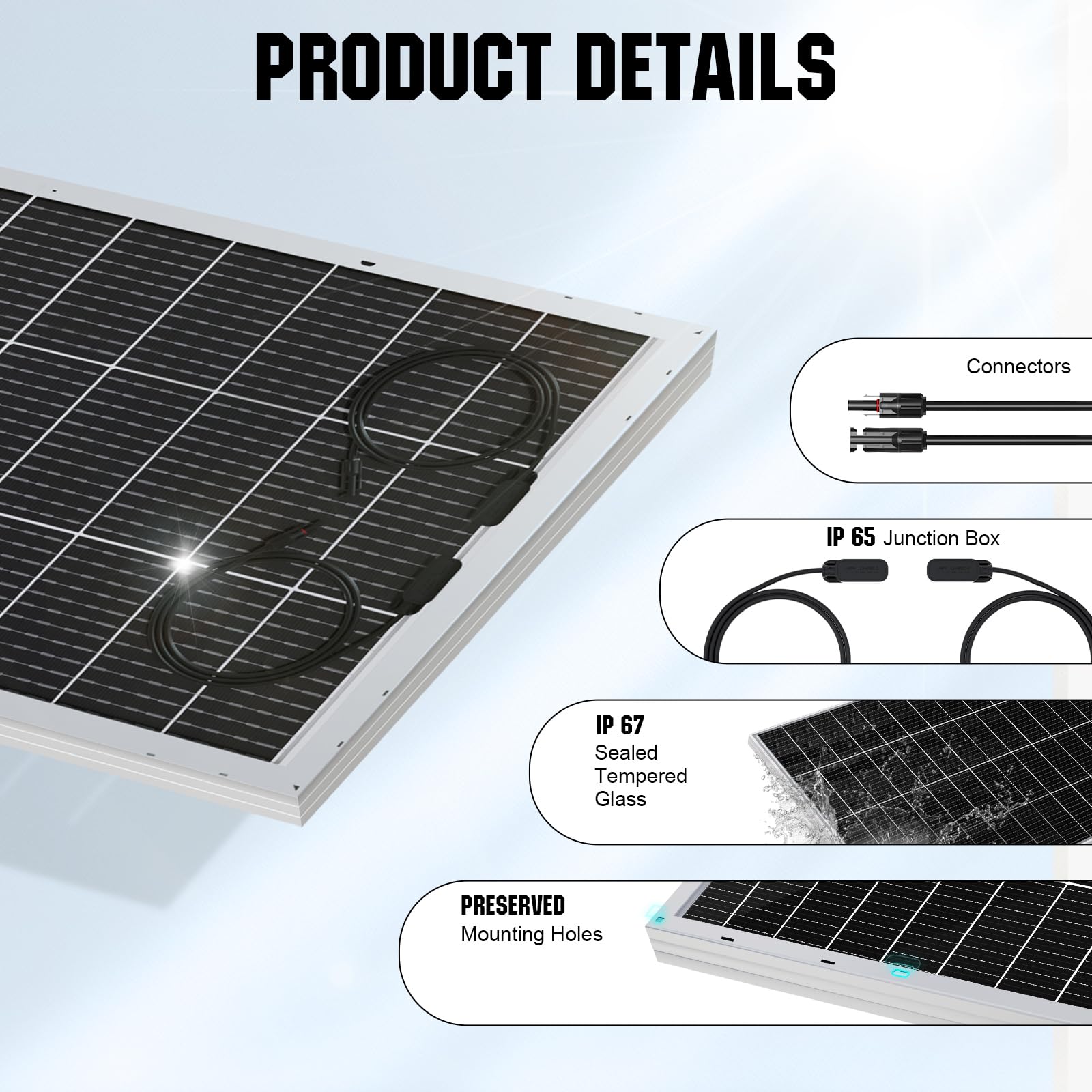 Mua ECO-WORTHY Bifacial 195 Watt 12 Volt 12BB Solar Panel ...