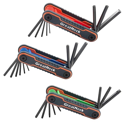 Great Neck 74206 25 Piece Folding Star, SAE, And Metric Hex Key Set ...