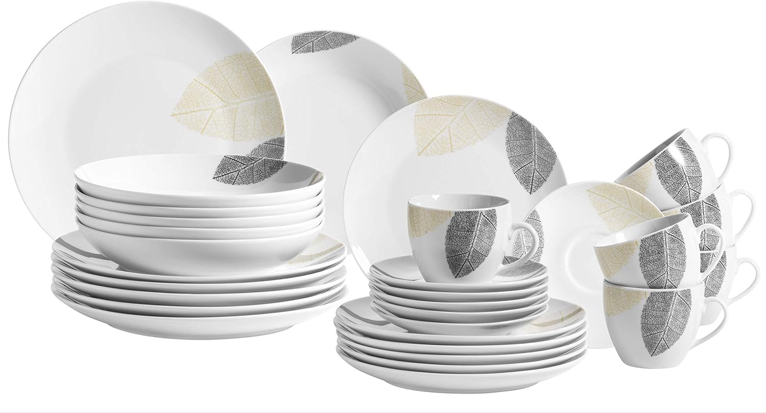 MÄSER 931215 Set de vaisselle décorée pour 6 personnes 30 pièces en ...