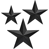 Amazon.com: JoyEvy 6" 9”12"（3pieces Black Barn Star Wall Decor,Metal ...