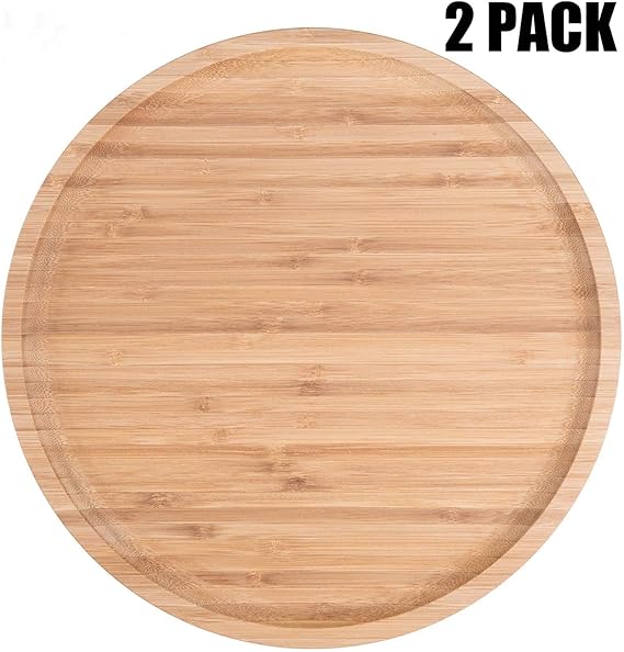 Amazon.com | 2-Pack Bamboo Round Plates, 12 Inches Cheese Plates Coffee ...