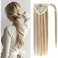 Amazon.com : BEROYAL Ponytail Extension Human Hair Light Brown and ...