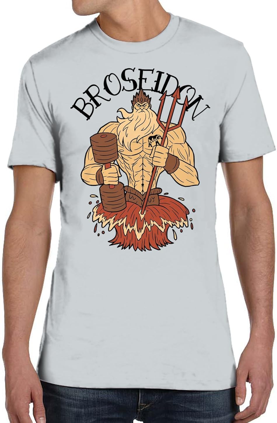 Amazon.com: Bro Science Men's Broseidon T-Shirt Medium Silver: Clothing