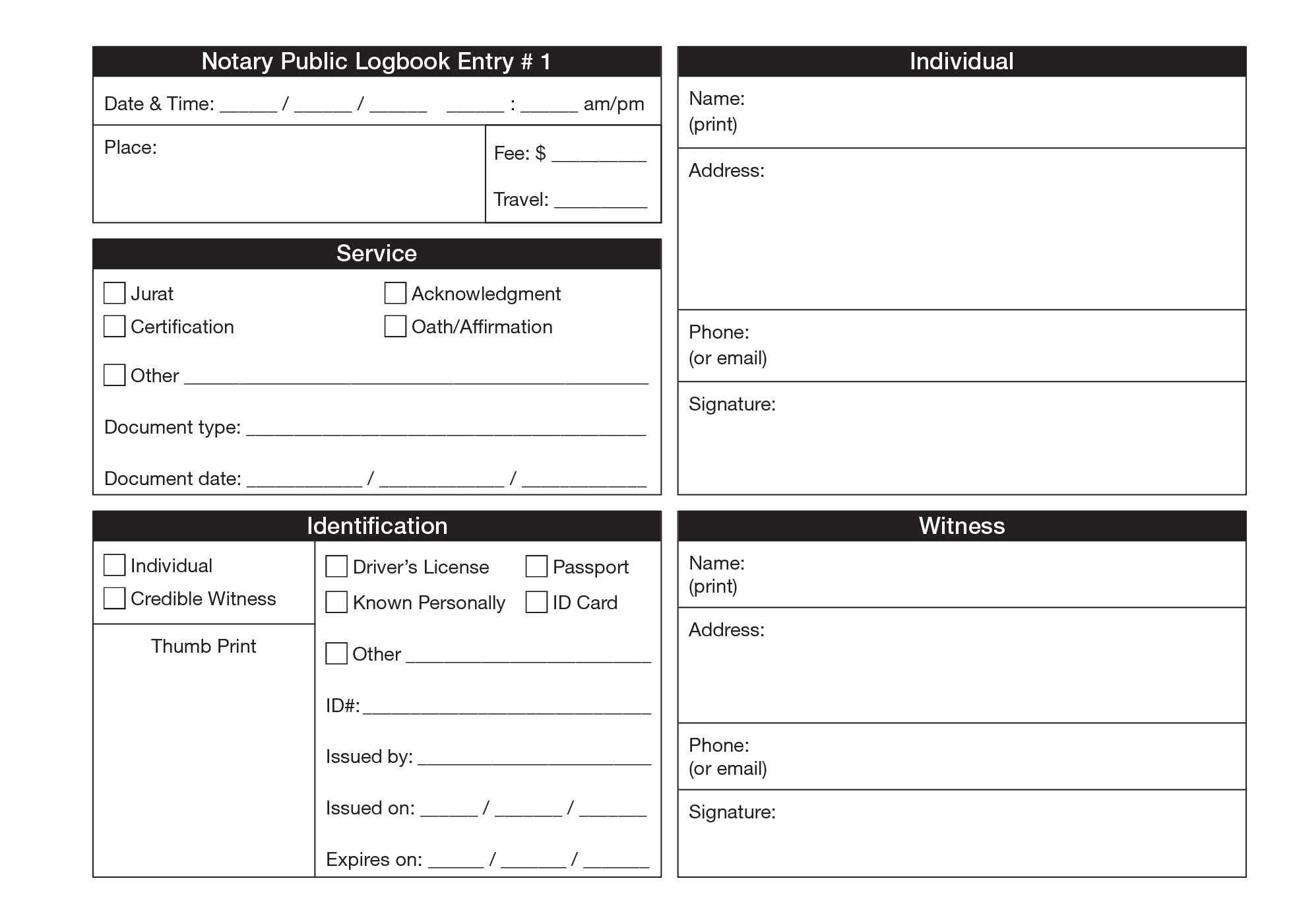 Free Printable Notary Log Sheet