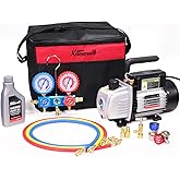 Amazon.com: VEVOR 3CFM 1/4HP Single Stage Air Vacuum Pump HVAC R134a R12 R22 R410a A/C ...