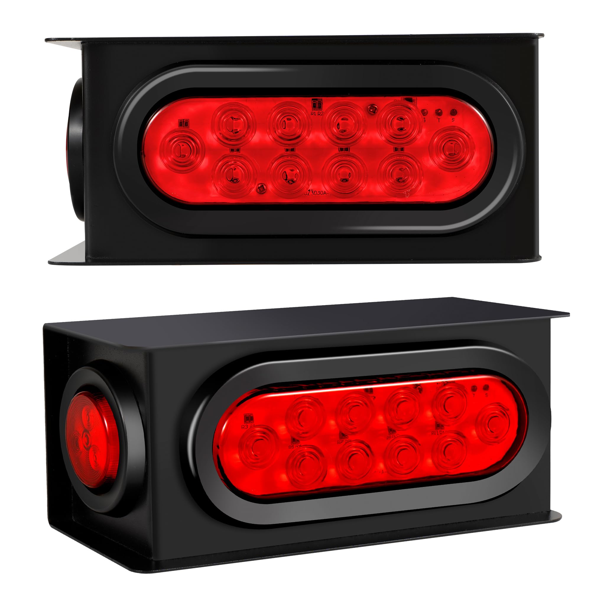 RUNHWEE 2PCS Steel Trailer Light Box Kit with 6" Oval Red 10-LED Tail ...