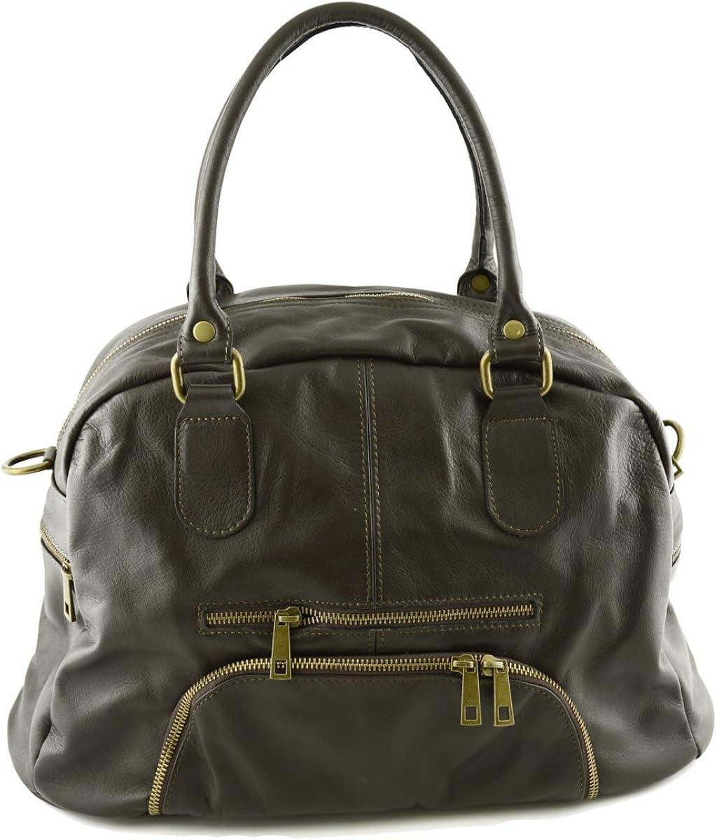 Handtasche Aus Echtem Leder Farbe Dunkelbraun - Italienische Lederwaren ...