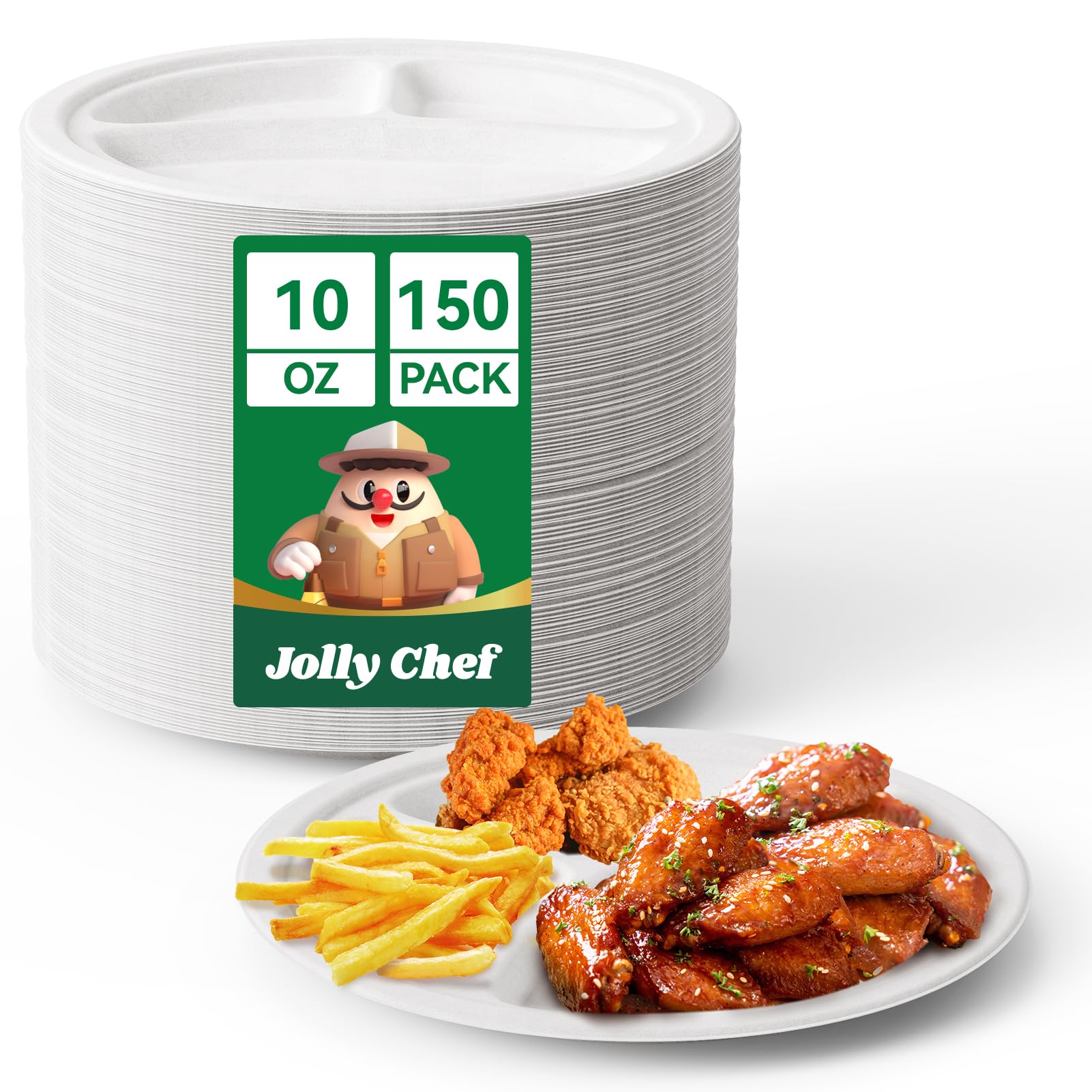 JOLLY CHEF Compostable ? Compartment Paper Plates ...