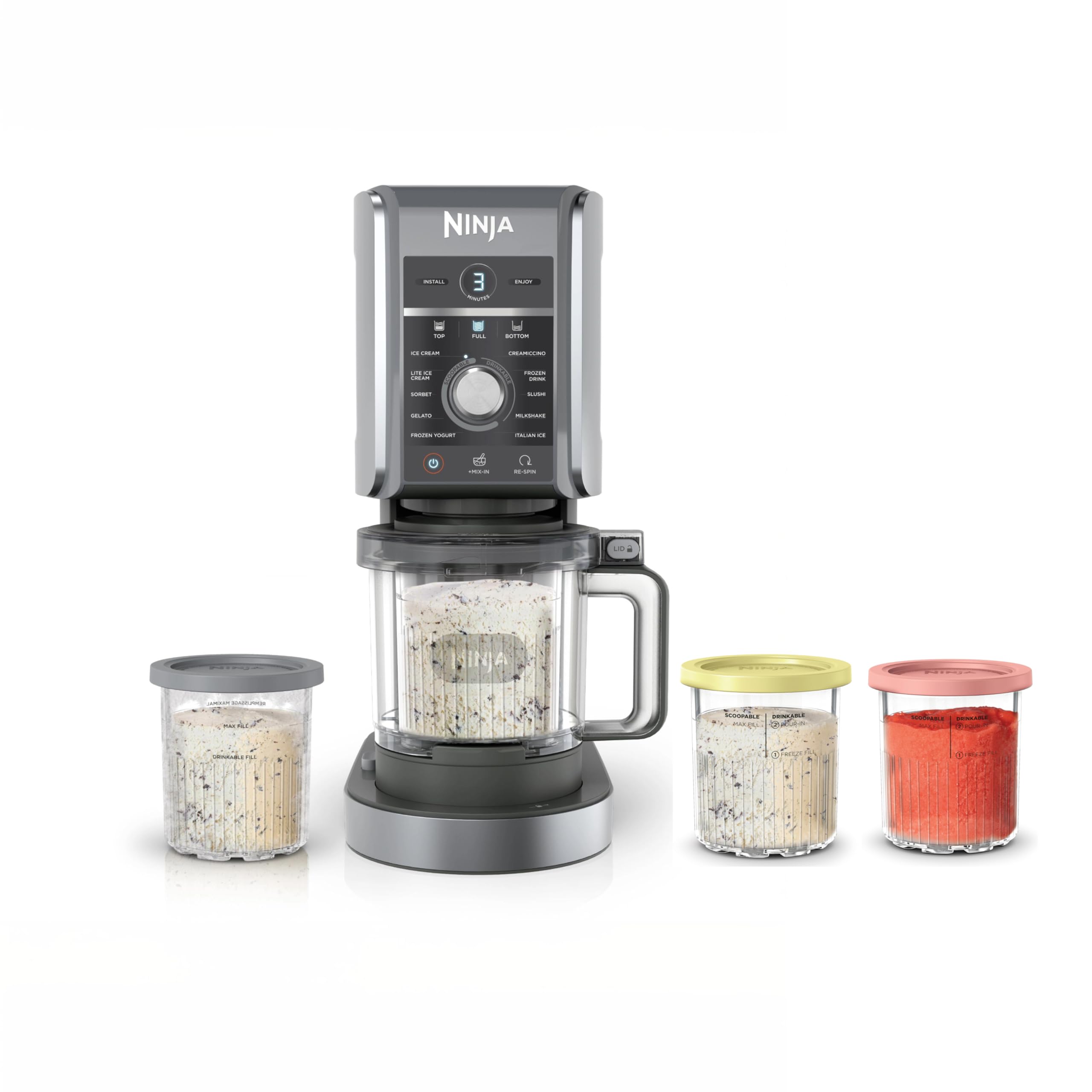 Ninja CREAMi Deluxe Ice Cream & Frozen Treat Maker, Includes (4) Family ...