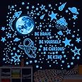 Amazon.com: Glow in The Dark Planets Stars for Ceiling Wall Decal Blue ...