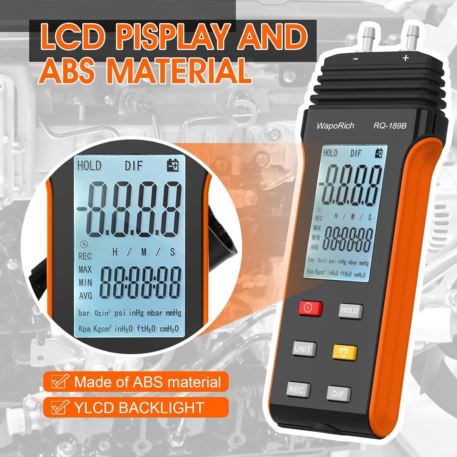 Mua Manometer Gas Pressure Meter,11 Selectable Units Differential ...