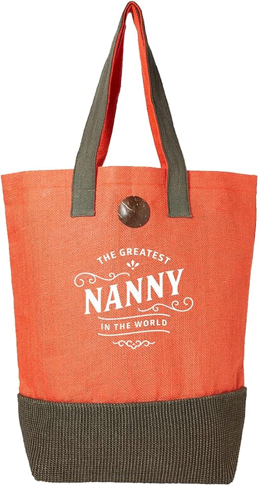 Nanny Gift Bag Orange Brown Jute Canvas Tote for Nanny 50 x 48 x 17cm ...